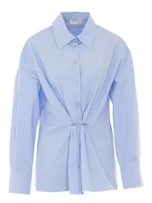 TWINSET Gathered Detail Buttoned Shirt - Blue