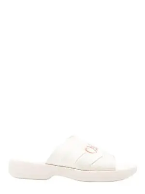 Chloé Open-toe Flat Sandals With Logo Detailing - White