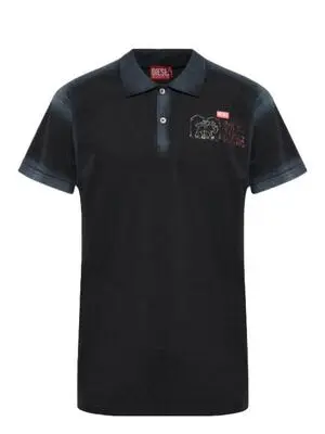 DIESEL® Graphic-print Polo Shirt - Black