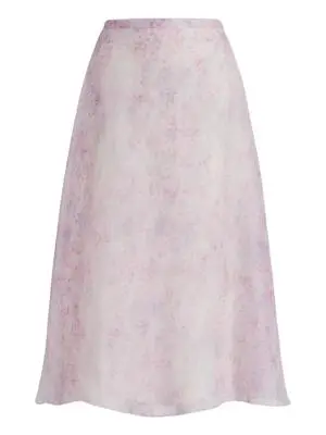 Alberta Ferretti Silk Organza Floral Print A-line Skirt - Pink