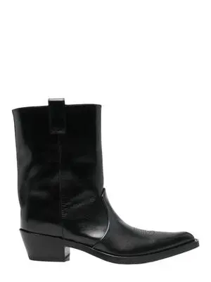 KHAITE Khaite Pointed Toe Square Heel Embroidered Patchwork Boots