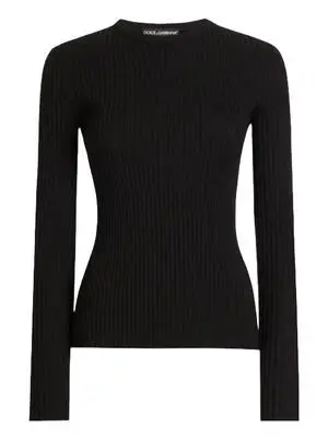 Dolce & Gabbana Ribbed Long Sleeve Sweater - Black