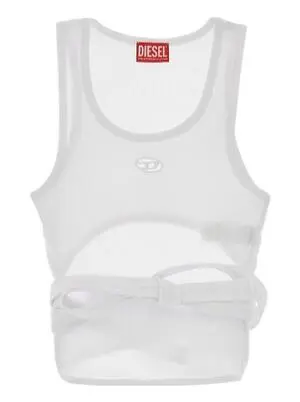 DIESEL® Ribbed Tank Top With Wrap Detail - White