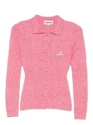 SHUSHU/TONG Knitted Cardigan With Lapels - Pink
