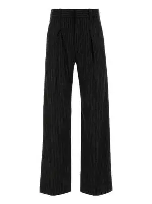 Isabel Marant Étoile Lisetta Pinstripe Pleated Straight Trousers - Black