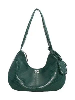 GANNI Embossed Zipped Shoulder Bag - Green
