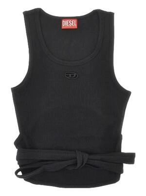 DIESEL® Diesel Ribbed Tank Top With Oval D Logo Black