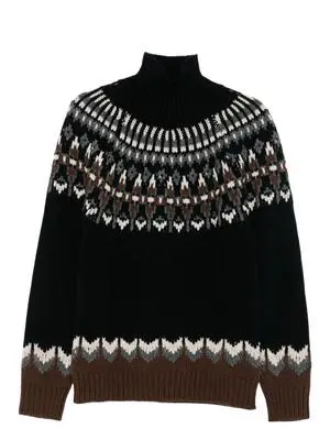 DONDUP Fair Isle Turtleneck Sweater - Black