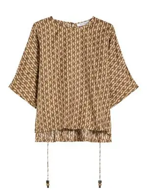 Max Mara Printed Short Sleeve Blouse - Nude