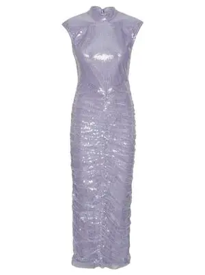 ROTATE BY BIRGER CHRISTENSEN Sequin High-neck Midi Dress - Purple