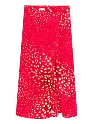 Dries Van Noten Graphic Print Wrap Skirt - Red