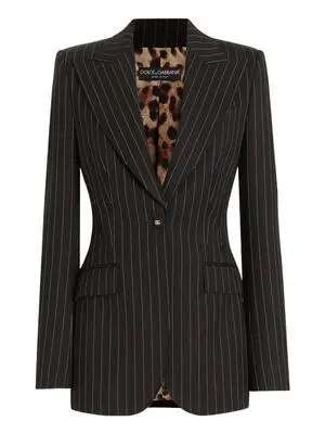 Dolce & Gabbana Single-breasted Pinstriped Blazer - Black