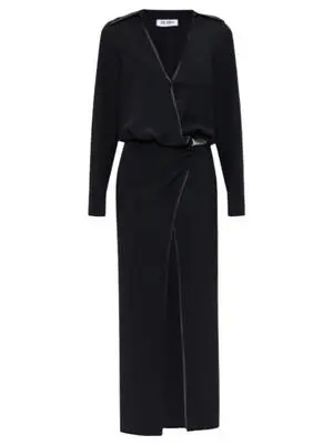 Attico Midi Dress With Plunging Neckline And Slit - Black