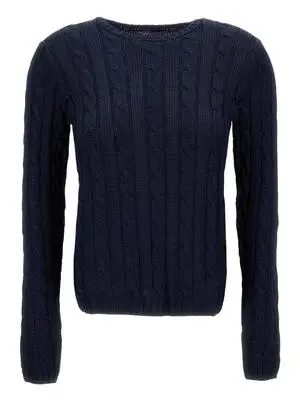Ralph Lauren Cable Knit Crewneck Jumper - Blue