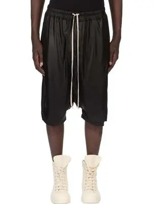 Rick Owens Elastic Waist Drawstring Shorts - Black
