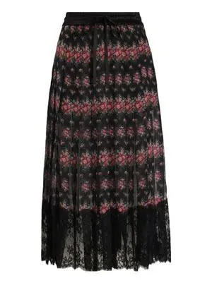 Dolce & Gabbana Floral Lace Midi Skirt - Black