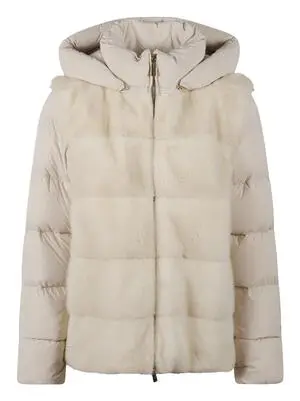 MOORER Hooded Quilted Jacket With Paneled Detailing - Nude