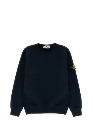 Stone Island Logo Patch Crewneck Sweatshirt - Black