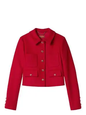 Altuzarra Cropped Wool Jacket With Knot Button Detail - Red