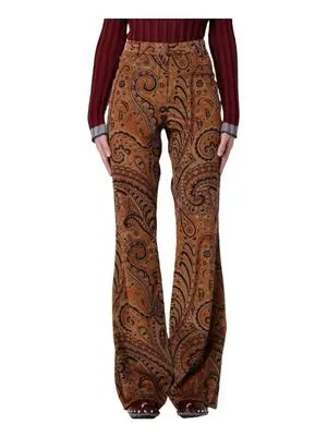 Etro Paisley Print High-waisted Flare Trousers - Brown