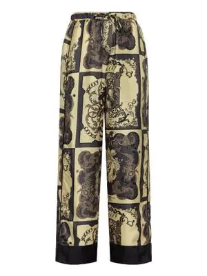 GANNI Graphic Pattern Drawstring Trousers - Brown