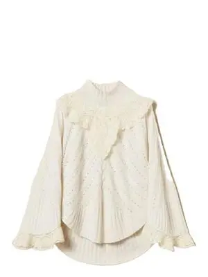 TWINSET Crochet-panel Jumper With Lace Trim - White