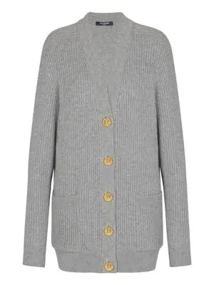 Balmain Buttoned V-neck Cardigan - Grey