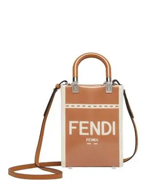 Fendi Logo Detailed Sunshine Shopper Bag - Brown