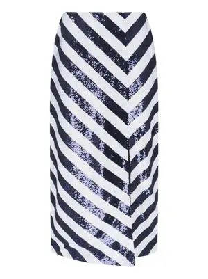 Ralph Lauren Sequined Chevron Skirt - Navy