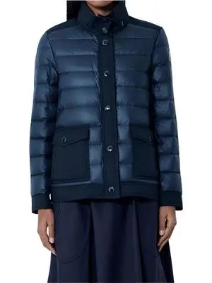 Moncler Logo Patch Down Jacket - Navy Blue
