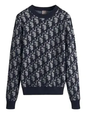 Dior Oblique Jacquard Knitted Sweater - Blue