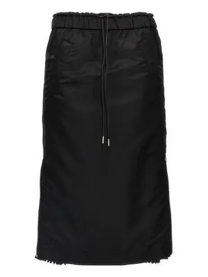 Sacai Pleated Drawstring Midi Skirt - Black