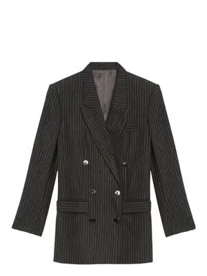 Isabel Marant Étoile Jevima Striped Wool Blend Double-breasted Blazer - Anthracite