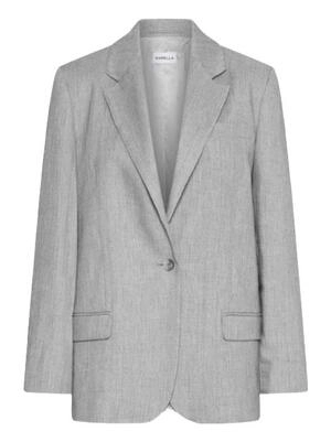 Marella Stretch Linen-blend Grisaille Blazer - Grey