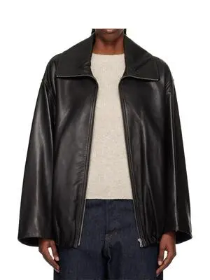 Nour Hammour Noah Leather Zip-up Jacket - Black