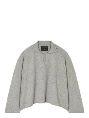 Alanui Ribbed Polo Neck Top With Rolled Hem - Grey
