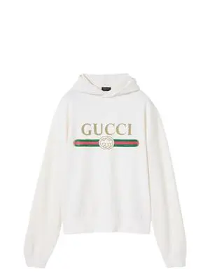 Gucci Jersey Hoodie With Interlocking G Print - White