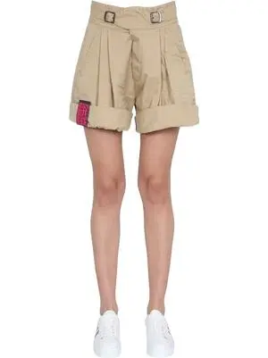 Dsquared2 High-waisted Wide-leg Shorts - Nude