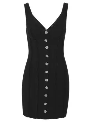 ROTATE BY BIRGER CHRISTENSEN Rose-buttoned Mini Dress - Black