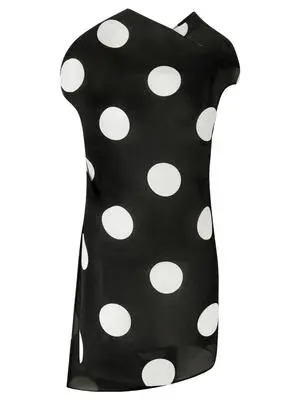 Khaite Polka Dot High Neck Dress - Black