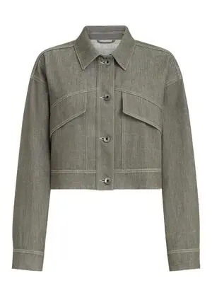 Brunello Cucinelli Brunello Cucinelli Monili Denim-Effect Twill Outerwear Jacket Gray