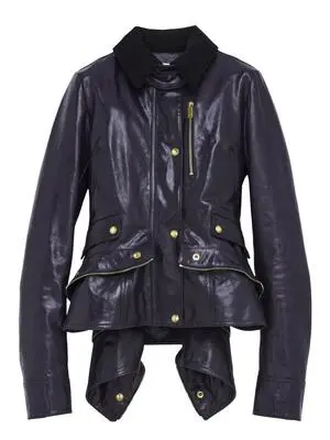 Alexander McQueen Collared Leather Jacket - Midnight Blue