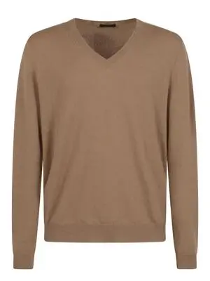 Prada Long-sleeved V-neck Sweater - Camel Brown