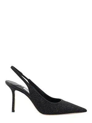 JIMMY CHOO Love 85 Glitter Slingback Pumps - Black