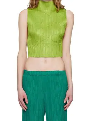 PLEATS PLEASE BY ISSEY MIYAKE Sleeveless Cropped Top - Green