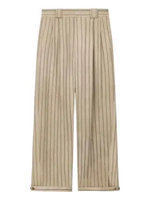 Emporio Armani Pinstriped Wide-leg Trousers - Light Brown