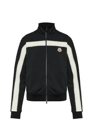Moncler Contrast Stripe Zip Sweatshirt - Black