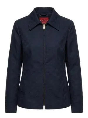 Gucci Monogrammed Zip-up Jacket - Black