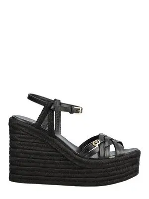 Valentino Garavani Vlogo Signature Espadrille Wedge Sandals - Black