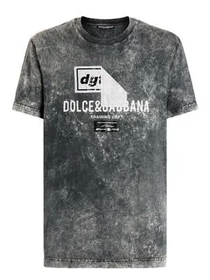Dolce & Gabbana Dolce Gabbana Marble-effect Crewneck T-shirt - Gray